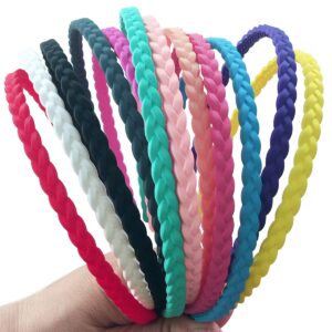 springtime 12pcs colorful thin headbands for women 6mm light pigtail skinny hairbands for girls hard teeth headbands for kids teens