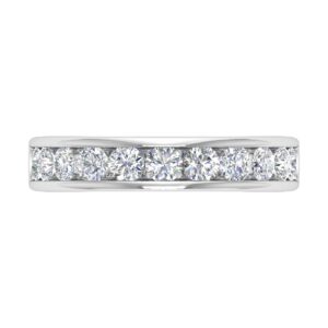 FINEROCK 1 Carat Channel Set Diamond Wedding Band Ring in 14K White Gold (Ring Size 7.5)