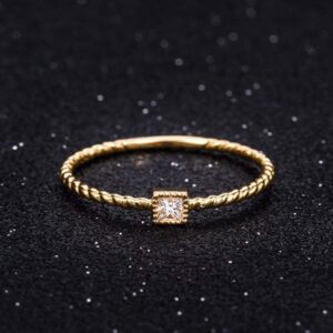 1/20CT Mini Princess-Cut Diamond Twisted Braided Band Stacking Minimalist Engagement Ring in 10k Rose Gold, 0.06 CTTW Ring Size-4