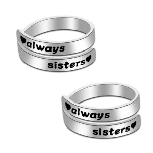 bauna 2pcs best friends rings pinky promise adjustable spiral wrap twist ring always sisters for family twins sisters (twin sisters rings)