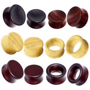 12pcs wooden gauges for ear nature wood tunnels earrings plugs vintage body piercings saddle stretchers set 2g-20mm