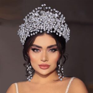 ULAPAN HP376 Silver Rhinestone Wedding Headpiece for Women Handmade Bridal Headband Hair Accessories (Headwear