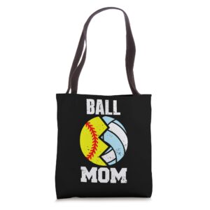 ball mom funny softball volleyball mom tote bag