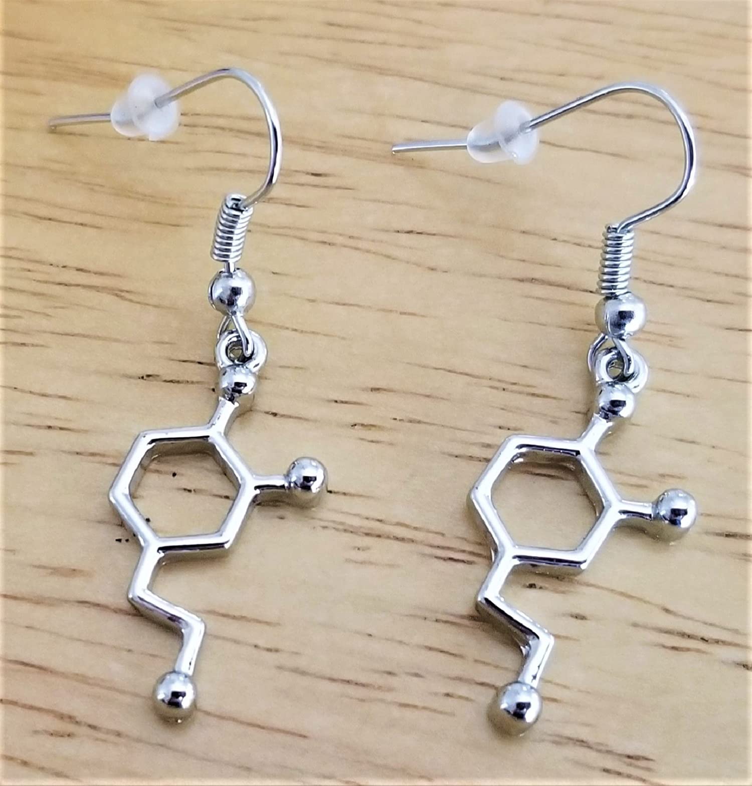 Dopamine Molecule Earrings Psychiatrist Gift Psychologist Neurologist Neurotransmitter Happy Chemical Scientist Chemistry Biology Psychiatry Jewelry Science Student Teacher Lover, (G0001)