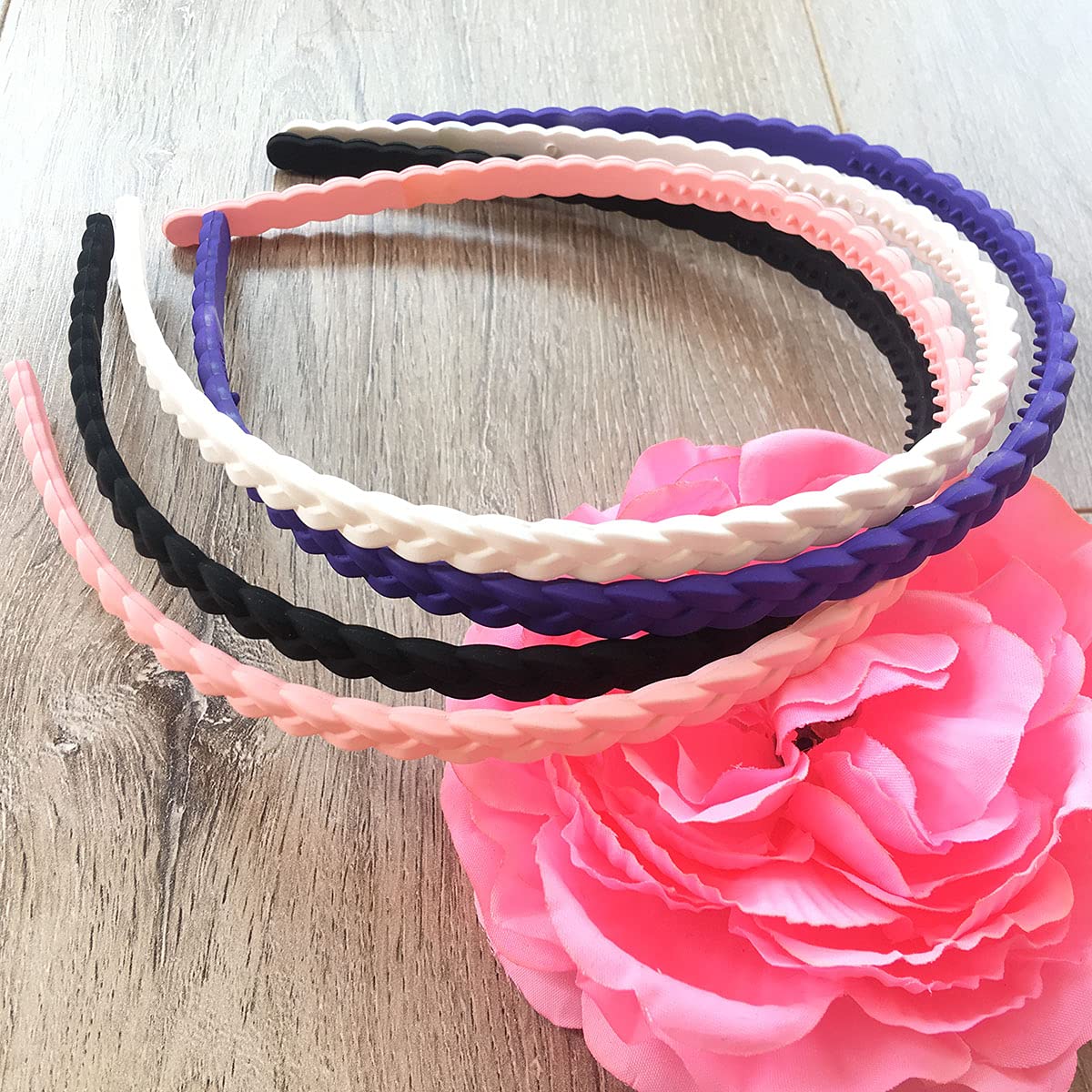 Springtime 12pcs Colorful Thin Headbands for Women 6mm Light Pigtail Skinny Hairbands for Girls Hard Teeth Headbands For Kids Teens