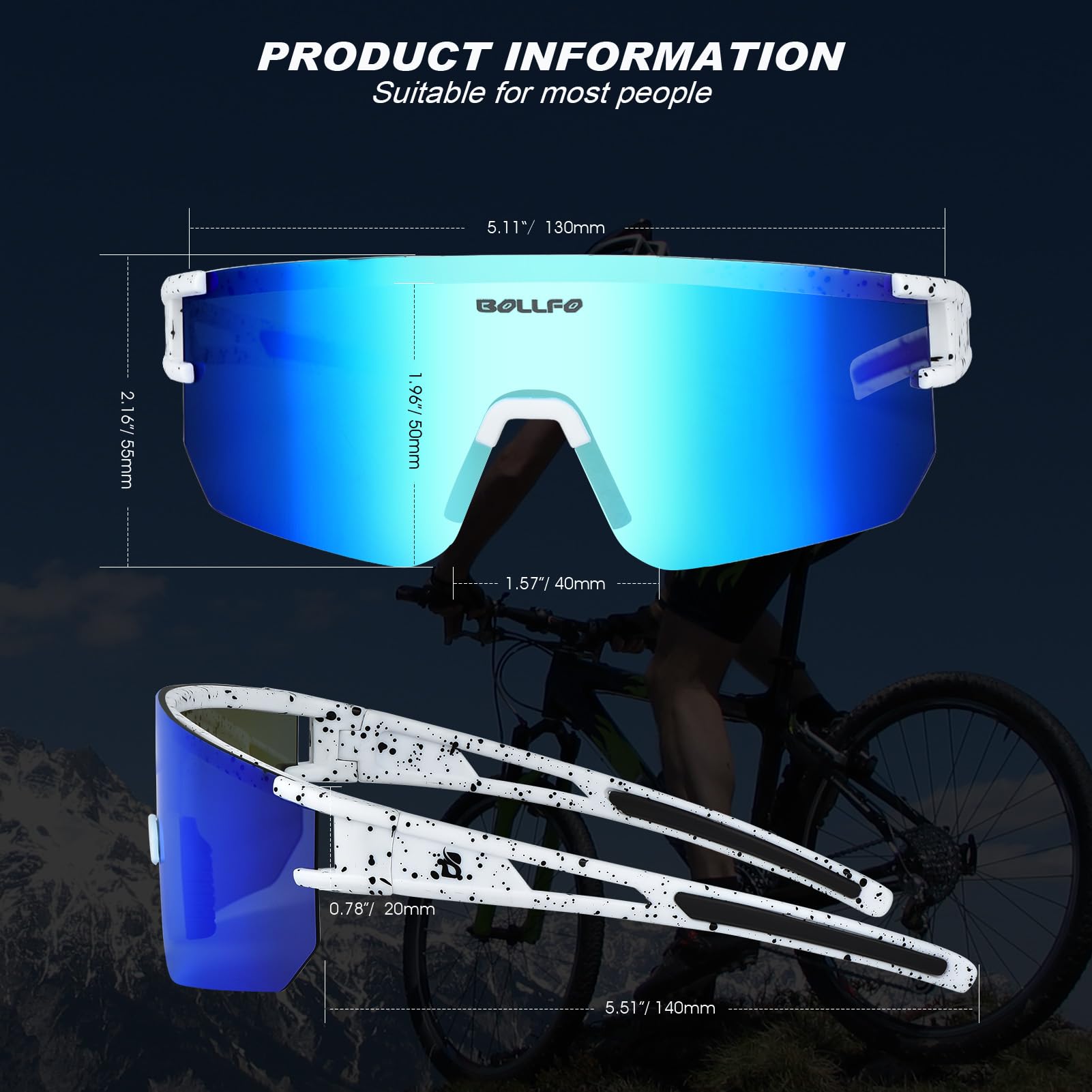 BOLLFO Cycling Sunglasses, UV 400 Eye Protection Polarized Eyewear for Men Women