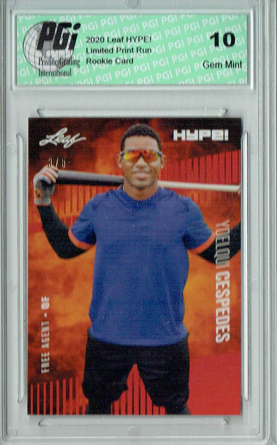 Yoelqui Cespedes 2020 Leaf HYPE! #42 Red SP, Only 5 Made Rookie Card PGI 10