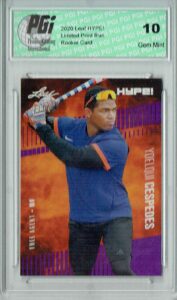 yoelqui cespedes 2020 leaf hype! #42a purple sp, only 10 made rookie card pgi 10