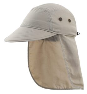 connectyle men's visor sun hat with neck flap baseball cap for fishing safari hiking hats light grey