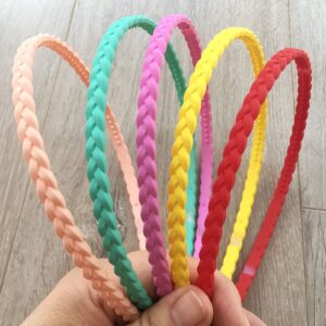 Springtime 12pcs Colorful Thin Headbands for Women 6mm Light Pigtail Skinny Hairbands for Girls Hard Teeth Headbands For Kids Teens