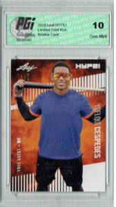 yoelqui cespedes 2020 leaf hype! #42 white blank back 1/1 rookie card pgi 10