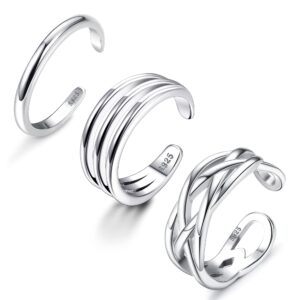 milacolato 3pcs sterling silver toe rings for women 18k white gold plated 3 row wrap cuff celtic knot band toe rings hypoallergenic adjustable toe rings summer beach foot jewelry set