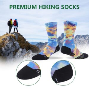 HUSO Cycling Socks for Men Women Mens Summer Lightweight Biking Hiking Socks Funny Colorful Tie Dye Seamless Sports Crew Socks 6 Pairs (Multicolor, L/XL)