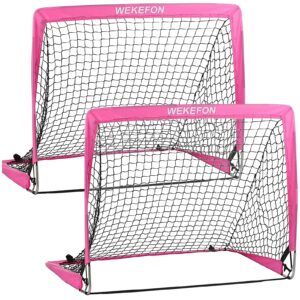 soccer goal for backyard set of 2 - size 2.9'x2.4' portable pop up practice mini soccer goals with carry case - lightweight and foldable - ideal for kids age 1-8