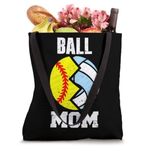 Ball Mom Funny Softball Volleyball Mom Tote Bag