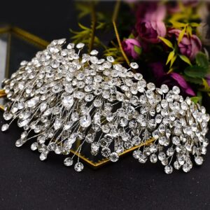 ULAPAN HP376 Silver Rhinestone Wedding Headpiece for Women Handmade Bridal Headband Hair Accessories (Headwear