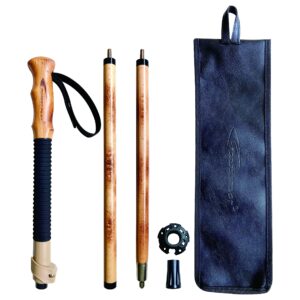 forest pilot trekking pole- 1-pc pack - adjustable hiking or walking stick –strong, natural beech wood - quick adjust flip-lock - beech wood grip, leather strap (black)