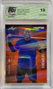 yoelqui cespedes 2020 leaf hype! #42 orange shimmer 1 of 1 rookie card pgi 10