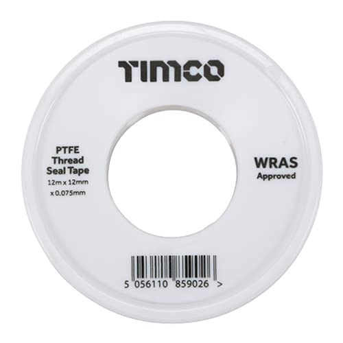 TIMCO PTFE Thread Seal Tape - Plumbing Tape - 12m x 12mm - 10 Rolls in a Pack