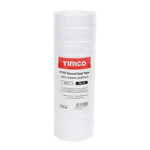 timco ptfe thread seal tape - plumbing tape - 12m x 12mm - 10 rolls in a pack