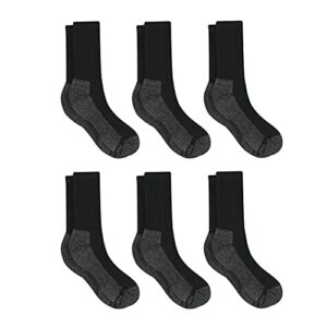 Hanes mens Crew Socks, 6-pair Pack Work Sock, Black, 12 14 US