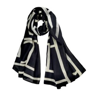 finizo women's scarves lady light soft fashion solid scarf wrap shawl for all season (black white)