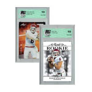 baker mayfield 2018 rookie card 2-pack leaf exclusive #ra01 leaf hype! #3 pgi 10