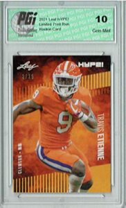 travis etienne 2021 leaf hype! #53 gold sp, only 25 made rookie card pgi 10