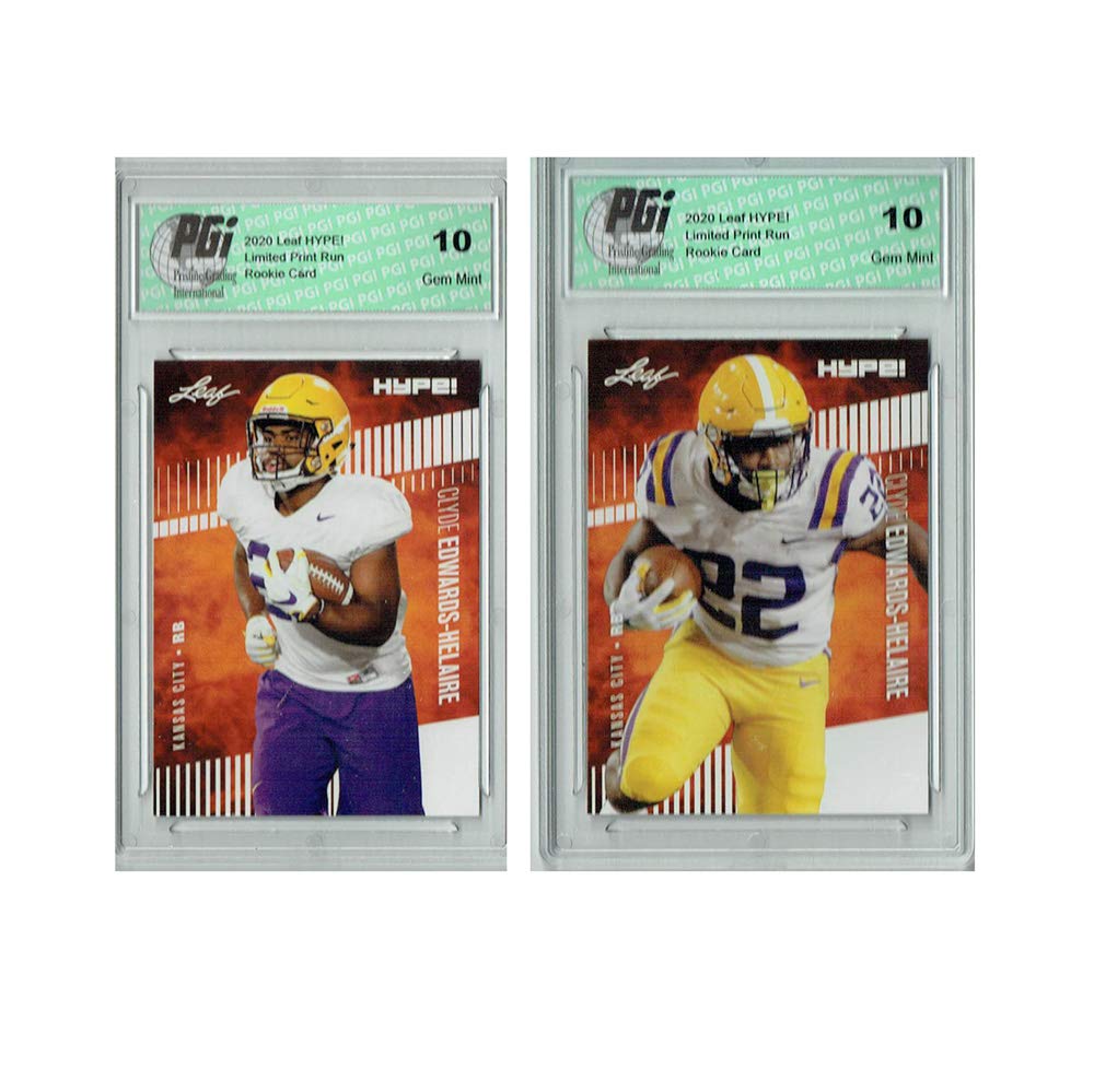 2) Clyde Edwards-Helaire 2020 Leaf HYPE! #36 & 36A Rookie Card Lot PGI 10 Chiefs