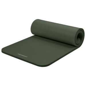 retrospec solana yoga mat 1" thick w/nylon strap for men & women - non slip exercise mat for home yoga, pilates, stretching, floor & fitness workouts - wild spruce