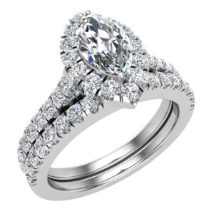 glitz design marquise cut halo diamond wedding ring set 1.25 carat total 14k white gold (rs 10)