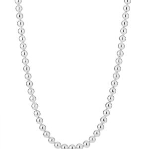 Miabella Italian 925 Sterling Silver Handmade 3mm Bead Ball Strand Chain Necklace for Women, Made in Italy (Length 16 Inch (X-Small))