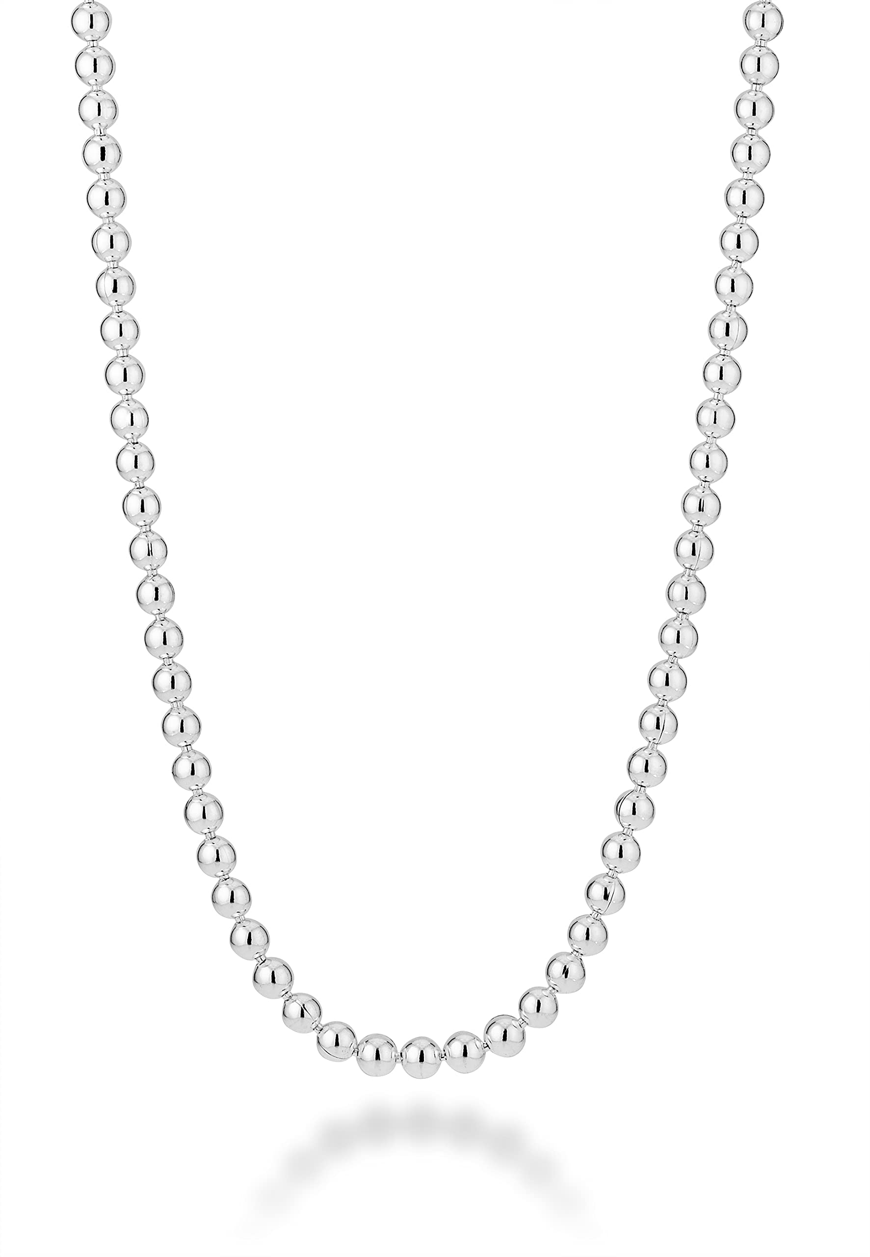 Miabella Italian 925 Sterling Silver Handmade 3mm Bead Ball Strand Chain Necklace for Women, Made in Italy (Length 16 Inch (X-Small))