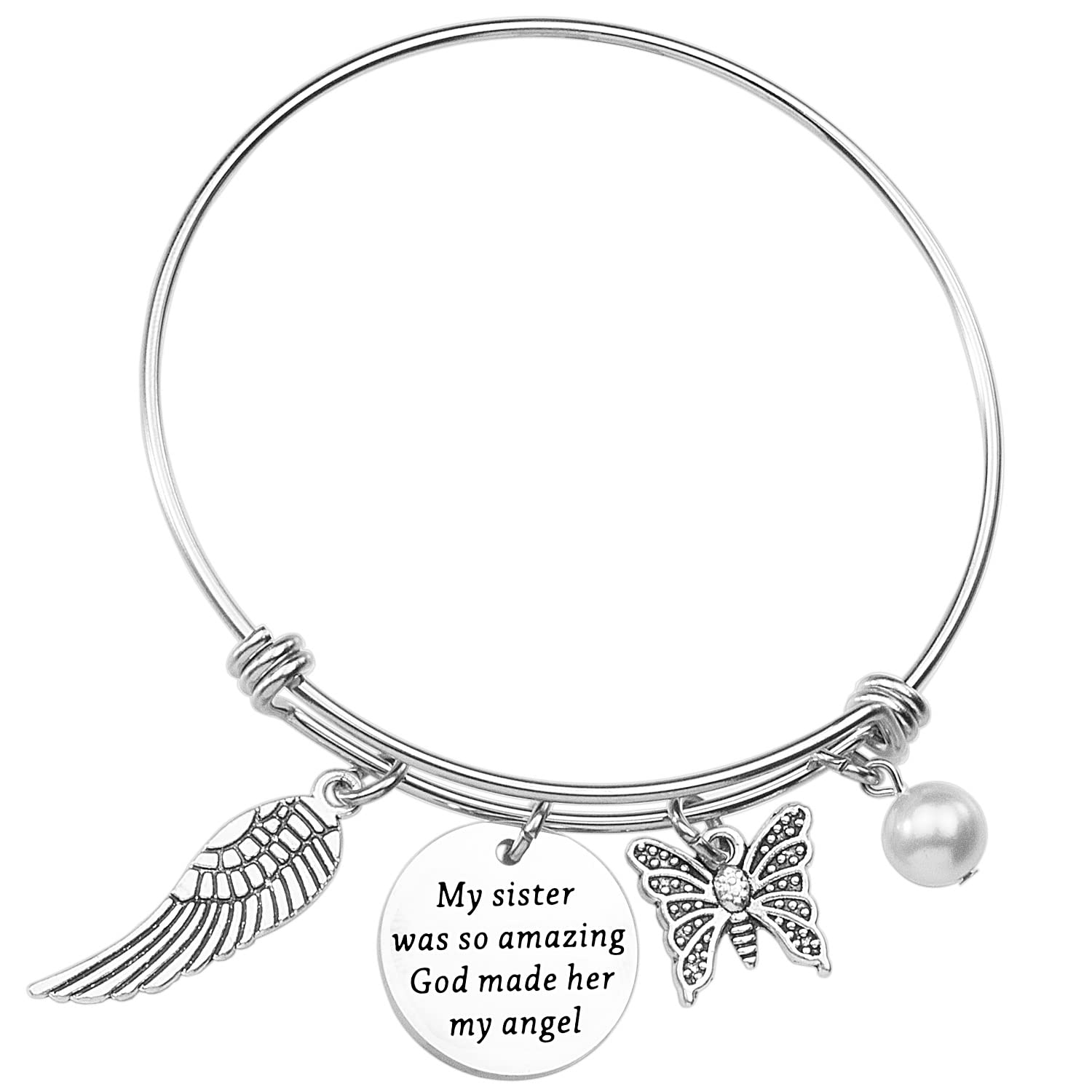 HUTIMY Sister Memorial Gifts Bracelet for Women in Remembrance My Sister Sympathy Grieving Berevment Memorial Charm Bracelets Memory Bracelet for a Loss Sisters Bracelet