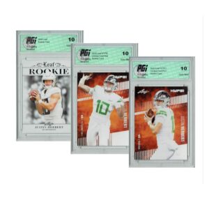 3) justin herbert 2020 leaf hype 27, 27a exclusive #4 rookie card lot pgi 10