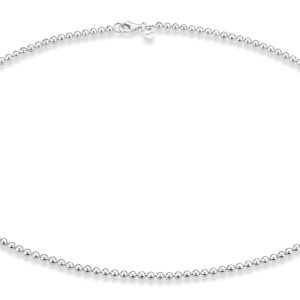 Miabella Italian 925 Sterling Silver Handmade 3mm Bead Ball Strand Chain Necklace for Women, Made in Italy (Length 16 Inch (X-Small))