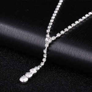 Artmiss Bridal Y Necklace Earrings Set Crystal Wedding Long Jewelry Set Rhinestone Y Necklace for Women Bride Bridesmaid