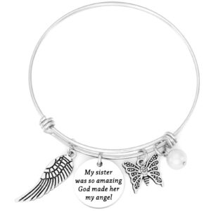 hutimy sister memorial gifts bracelet for women in remembrance my sister sympathy grieving berevment memorial charm bracelets memory bracelet for a loss sisters bracelet