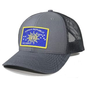 homeland tees men's key west florida conch republic flag patch trucker hat - charcoal