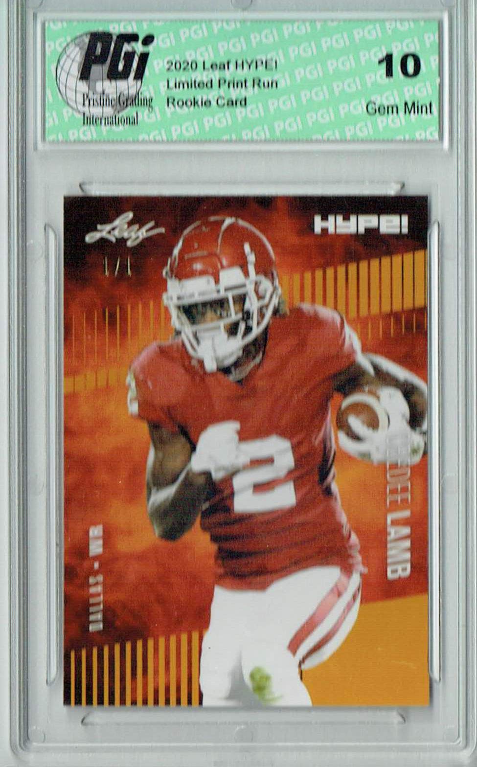 CeeDee Lamb 2020 Leaf HYPE! #35 Gold Blank Back 1/1 Rookie Card PGI 10