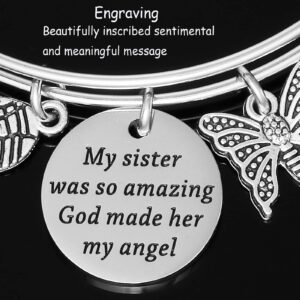 HUTIMY Sister Memorial Gifts Bracelet for Women in Remembrance My Sister Sympathy Grieving Berevment Memorial Charm Bracelets Memory Bracelet for a Loss Sisters Bracelet