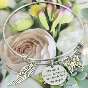 HUTIMY Sister Memorial Gifts Bracelet for Women in Remembrance My Sister Sympathy Grieving Berevment Memorial Charm Bracelets Memory Bracelet for a Loss Sisters Bracelet