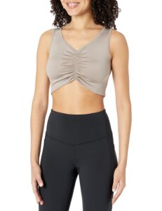 reebok women's standard crop tank, boulder grey/ruched, medium