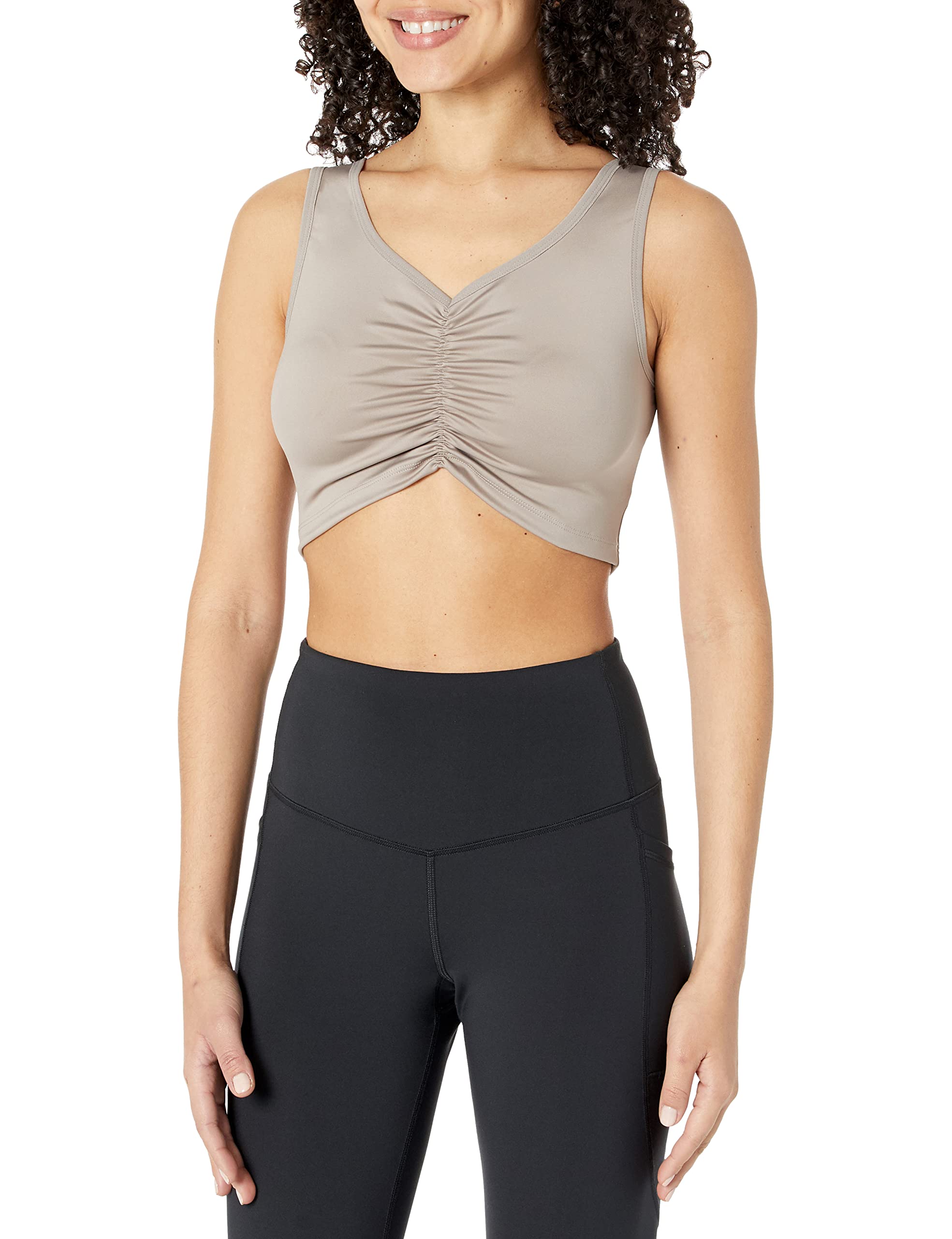 Reebok Women's Standard Crop Tank, Boulder Grey/Ruched, Medium