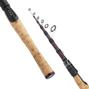 eow xpedite portable telescopic spinning fishing rods, 24t carbon blanks & solid carbon tip, travel rod, fresh & salt water fishing, short collapsible rods