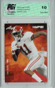 henry ruggs lll 2020 leaf hype! #37 red, the 1 of 5 rookie card pgi 10