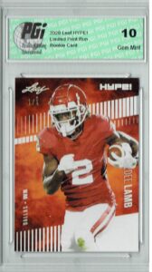 ceedee lamb 2020 leaf hype! #35 white blank back 1/1 rookie card pgi 10