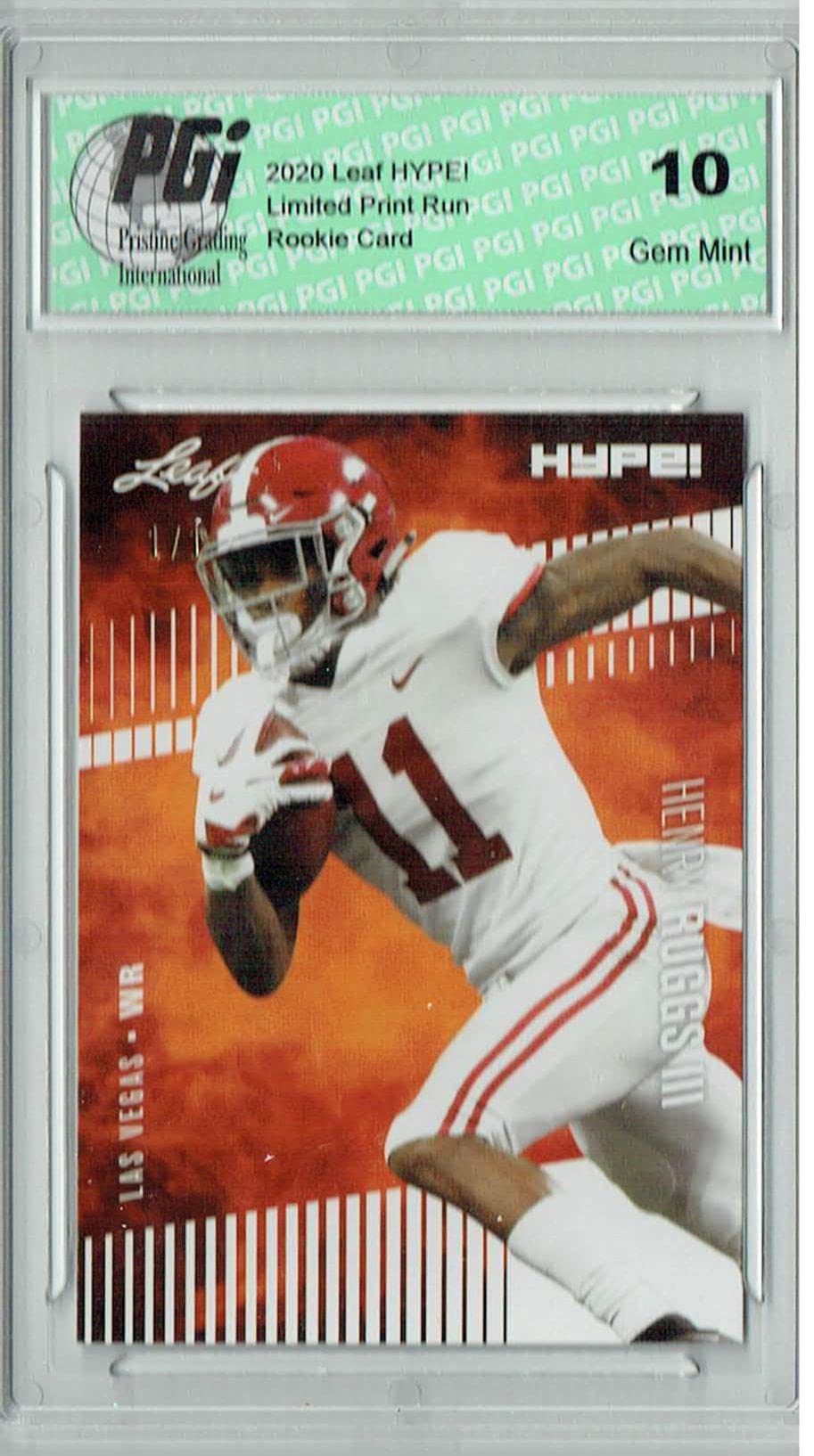 Henry Ruggs lll 2020 Leaf HYPE! #37 White Blank Back 1/1 Rookie Card PGI 10