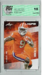 travis etienne 2021 leaf hype! #53 white blank back 1/1 rookie card pgi 10