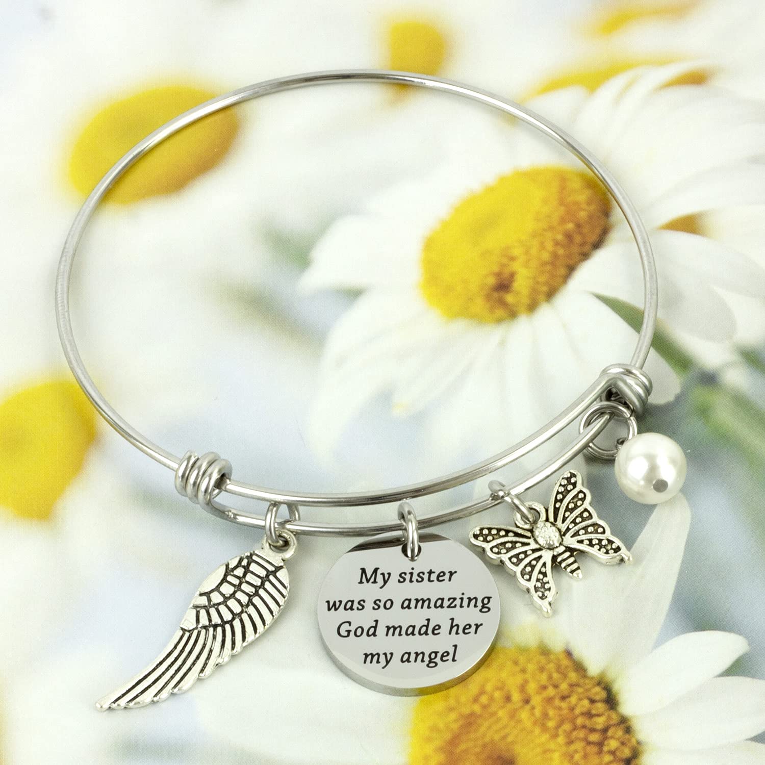 HUTIMY Sister Memorial Gifts Bracelet for Women in Remembrance My Sister Sympathy Grieving Berevment Memorial Charm Bracelets Memory Bracelet for a Loss Sisters Bracelet